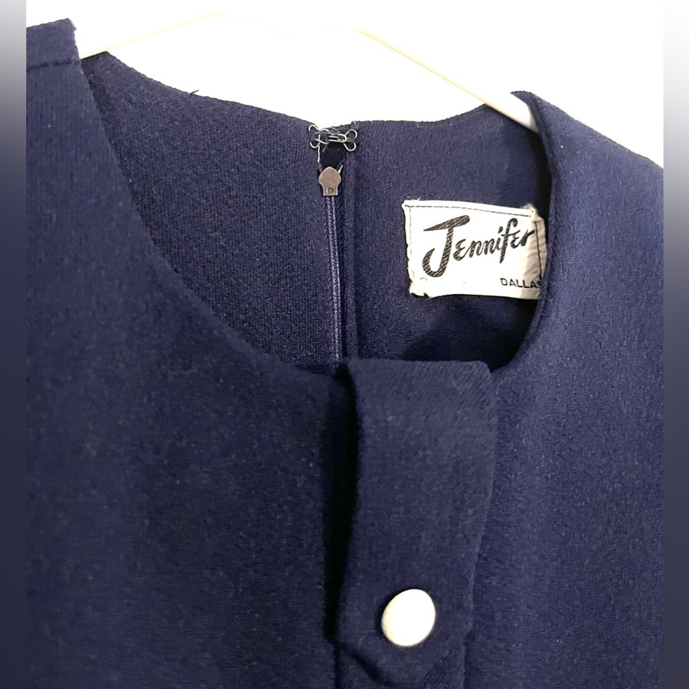 Vintage Jennifer Dallas Navy Blue Dress Drop Waist Si… - Gem